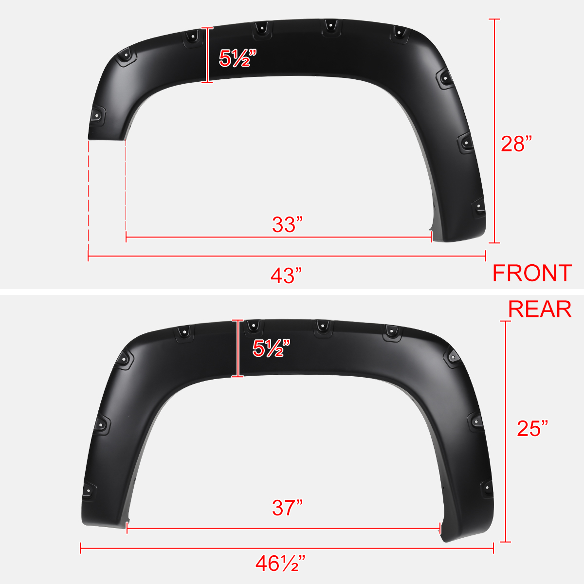 Spec-D FDF-C1088V2-PK-MP 4pc Front + Rear Black Pocket Rivet Style ...
