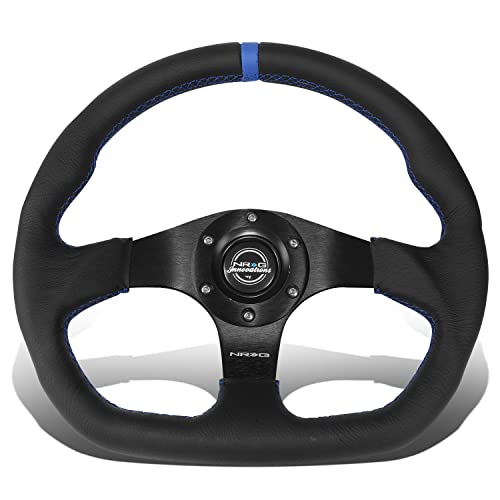 NRG Innovations RST-024MB-R-BL 3-Spoke Flat Bottom Suede Steering Wheel ...